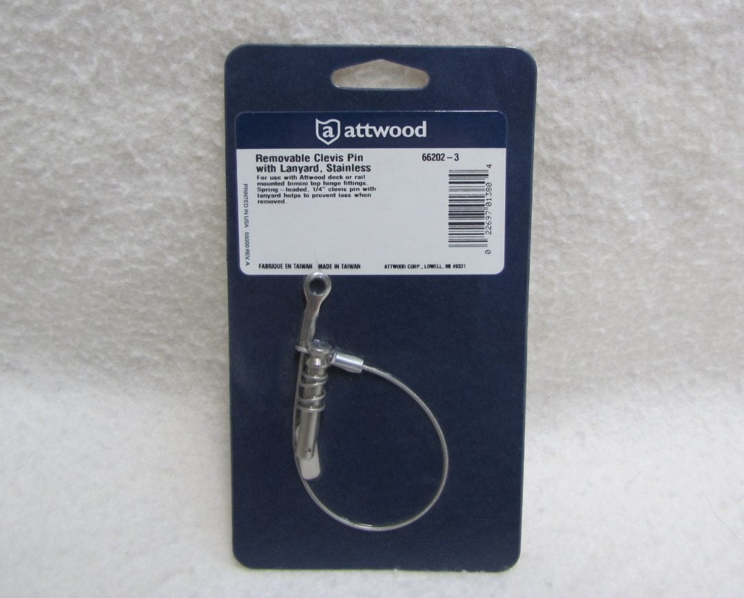 Attwood Spring Loaded Clevis Pin and Lanyard 66202-3 | Express Marine